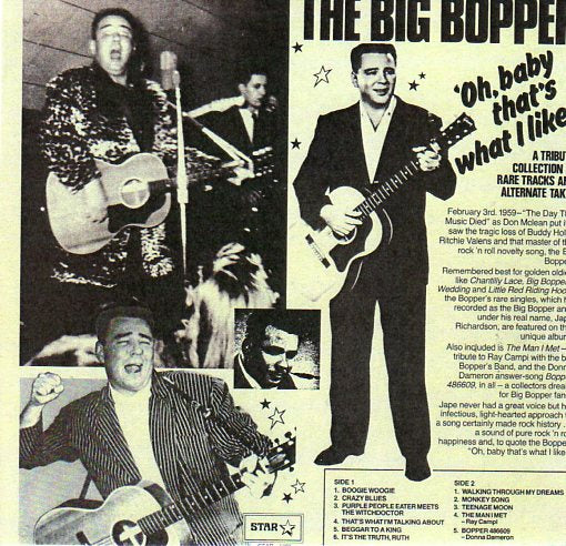 Cat. No. VV 1092: THE BIG BOPPER ~ OH, BABY THAT'S WHAT I LIKE. STAR R ...