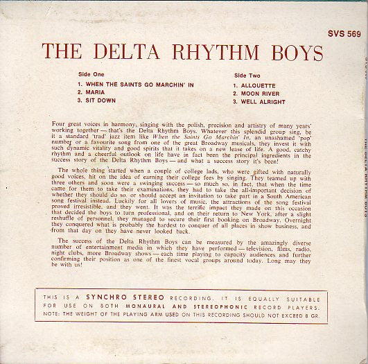 Cat. No. VV 1034: THE DELTA RHYTHM BOYS ~ THE DELTA RHYTHM BOYS. CONCE ...