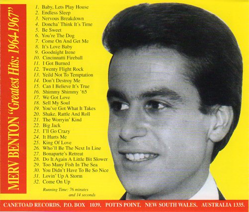 Cat. No. 1273: MERV BENTON ~ GREATEST HITS: 1964-1967. CANETOAD CTCD-0 ...
